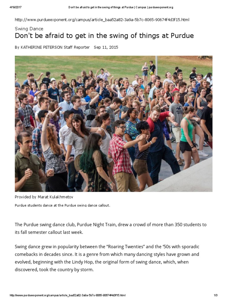 Swing Dance Lessons at Purdue Night Train | PDF | Dances | Leisure
