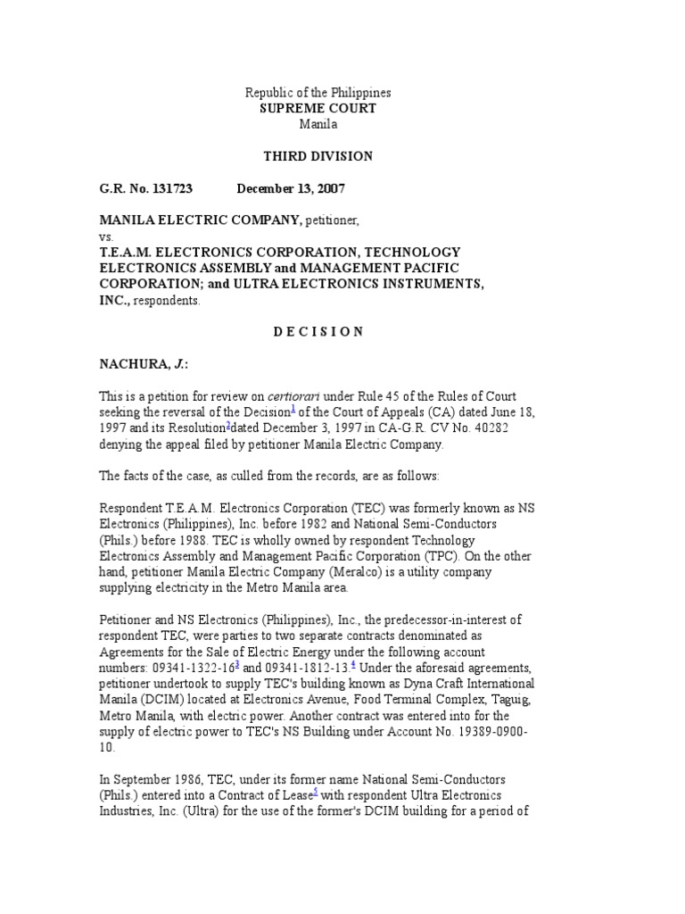 12 Meralco v. Team Electronics 540 Scra 62 | PDF | Lawsuit | Damages
