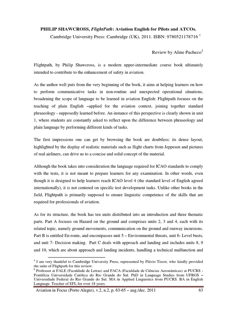 FlightPath: Aviation English For Pilots and ATCOs (REVIEW) | PDF ...