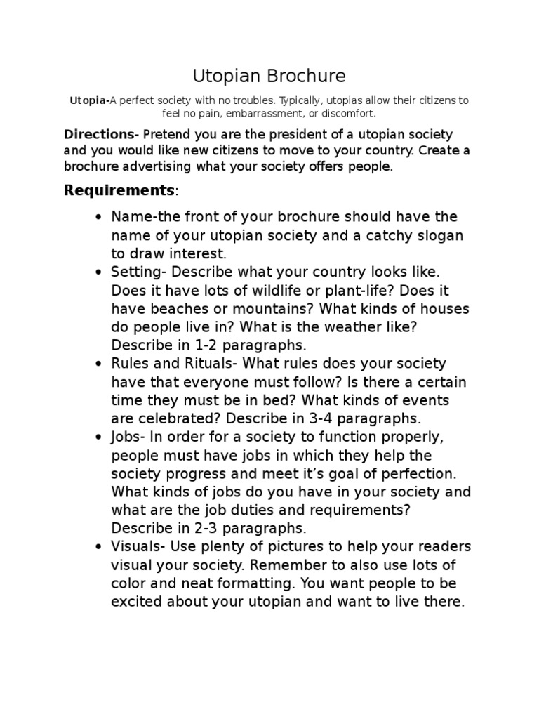 The Giver-Utopian Brochure | PDF | Utopia