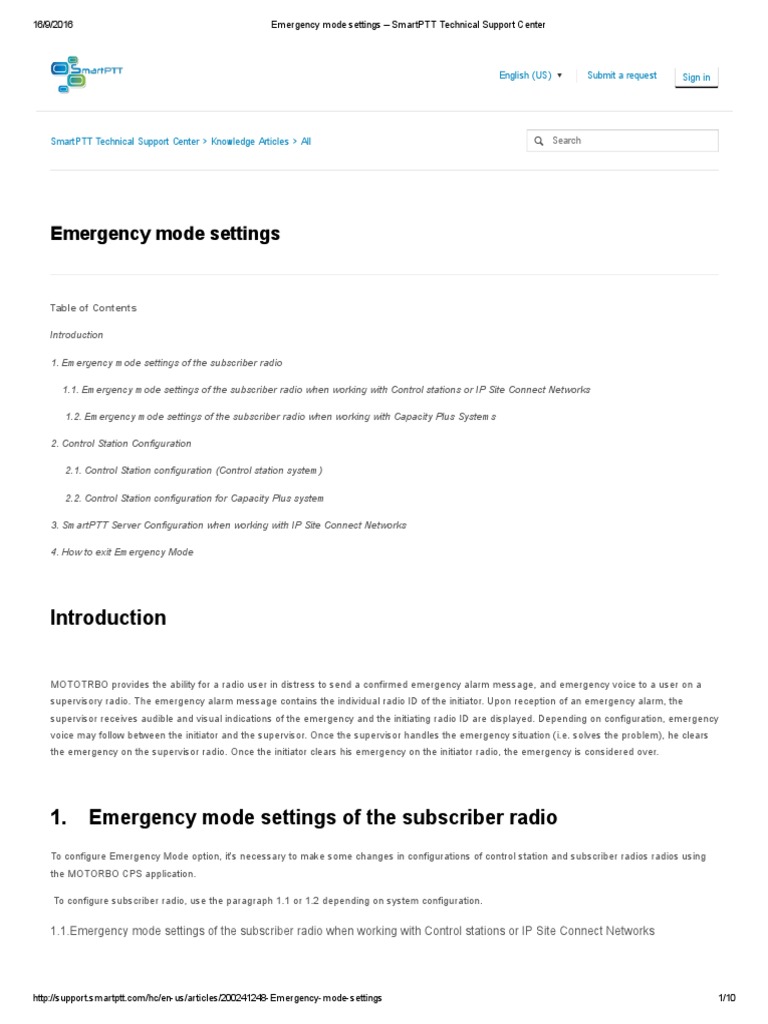 Emergency Mode Settings - SmartPTT Technical Support Center | PDF ...