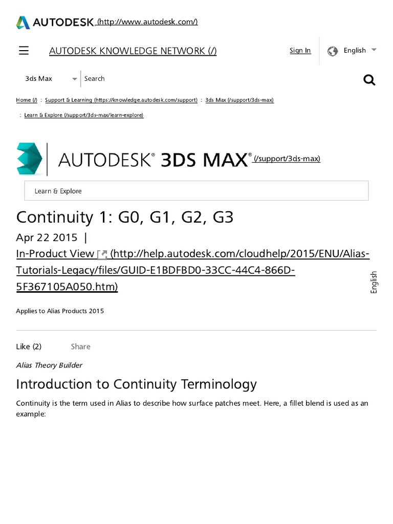 Continuity 1 - G0, G1, G2, G3 - 3ds Max - Autodesk Knowledge Network | Download Free PDF ...