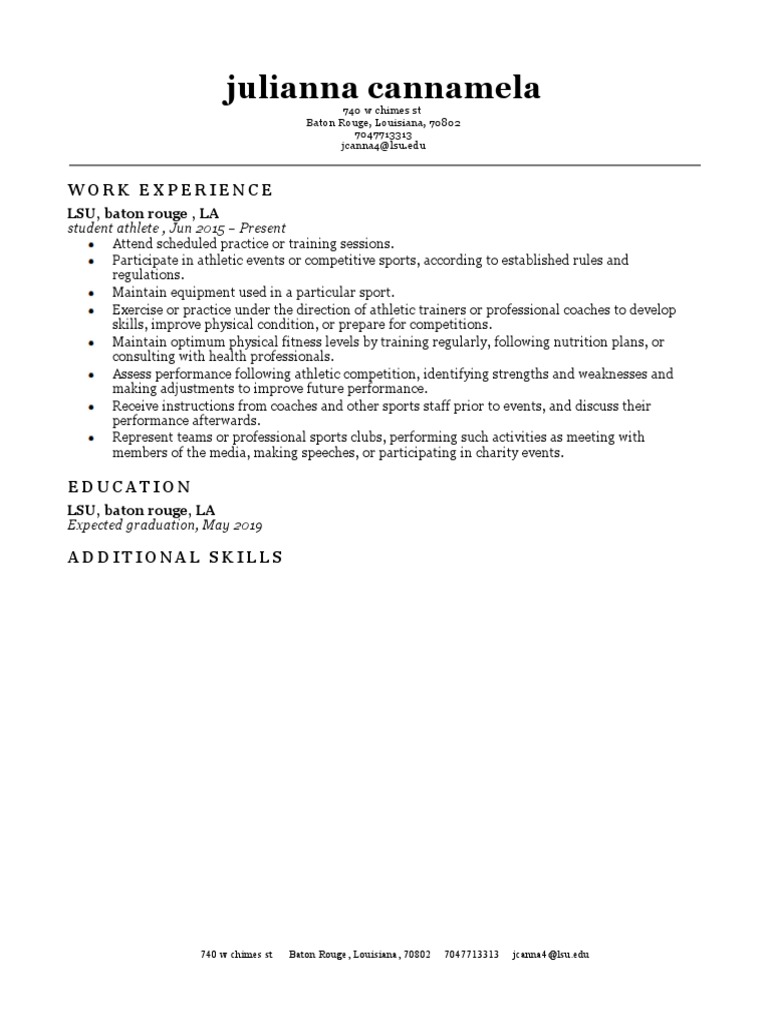 LSU Student Athlete Resume | PDF | Lifestyle