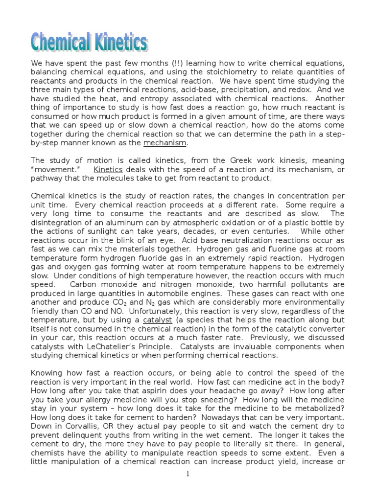 Chemical Kinetics | PDF | Reaction Rate | Chemical Reactions
