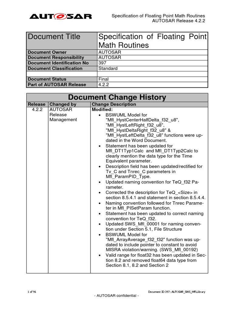 Autosar Sws Mfllibrary | PDF | Specification (Technical Standard) | Application Programming ...