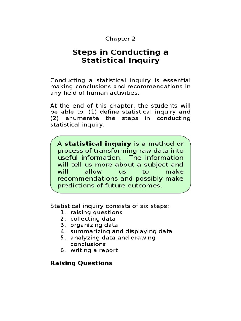 Chapter 2 Steps in Conducting Stat Inquiry May29 - 2016 | PDF | Chart ...