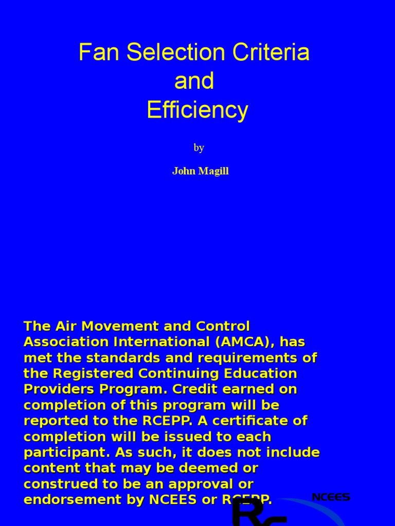 13 PPT Fan Selection | PDF | Mechanical Fan | Building Engineering