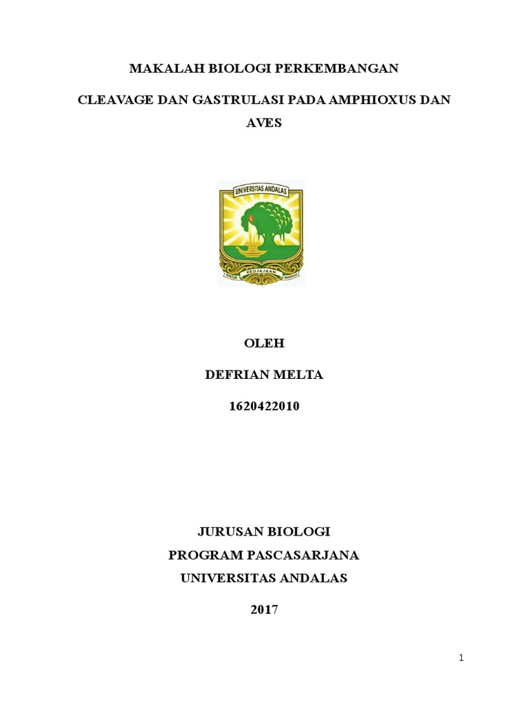 Defrian Melta-1620422010 Cleavage Dan Gastrulasi Pada Amphioxus Dan Aves | PDF