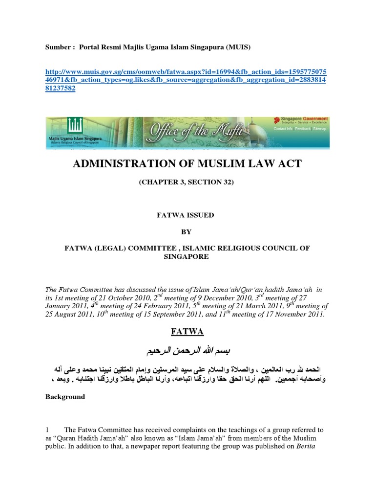 Fatwa Resmi Majlis Ugama Islam Singapura Mengenai Kesesatan Ajaran LDII ... Fatwa Resmi Majlis Ugama Islam Singapura Mengenai Kesesatan Ajaran LDII ...