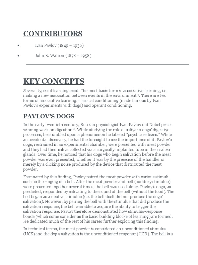 Learning Pavlov - Classical Conditioning Theory Notes | PDF | Classical ...