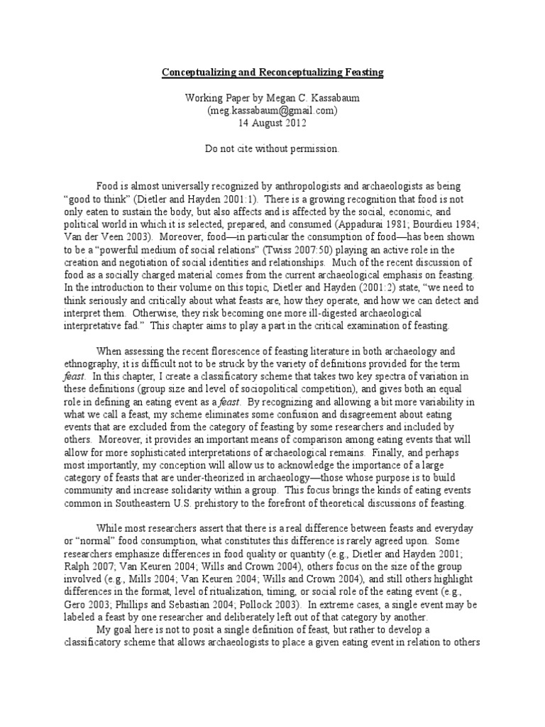 Reconceptualizing Feasting in Archaeology | PDF | Cartesian Coordinate ...
