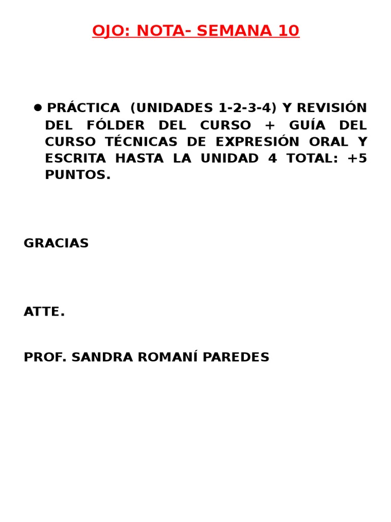 Ojo: Nota-Semana 10 | PDF | Artes del Lenguaje y Comunicación