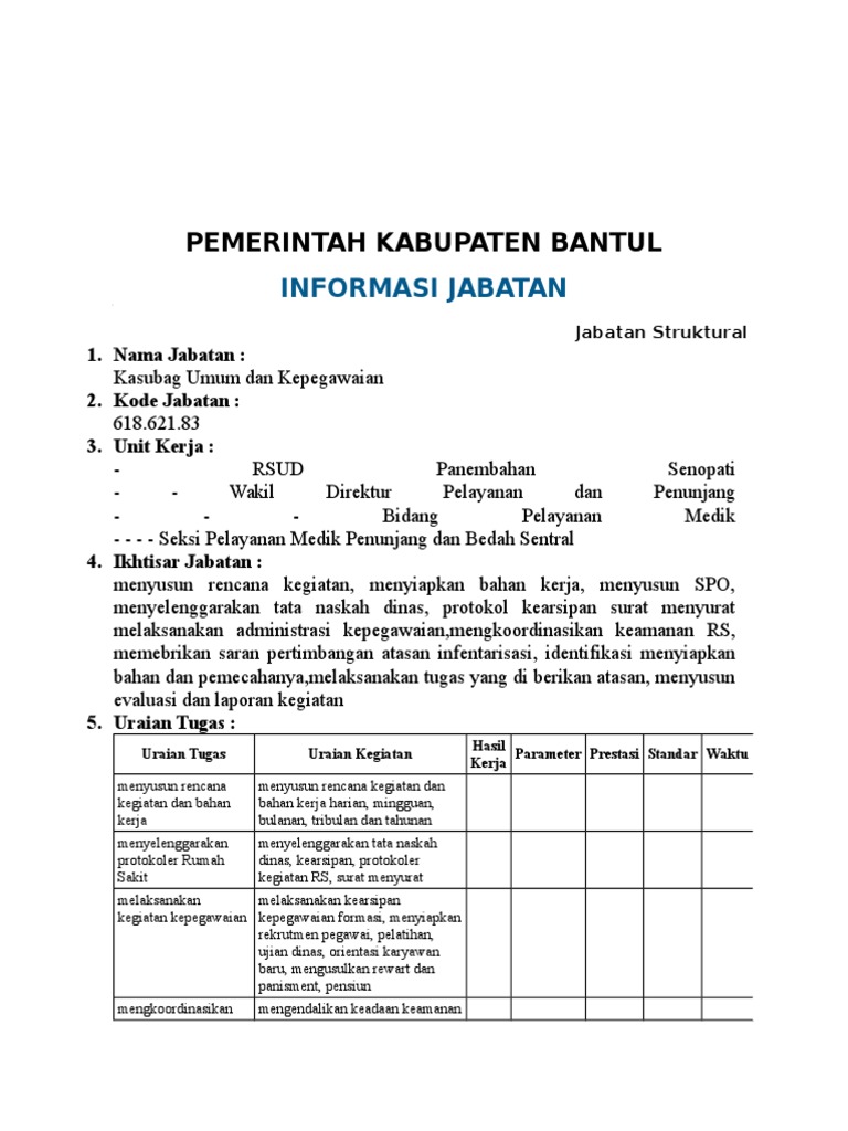 Contoh Anjab | PDF