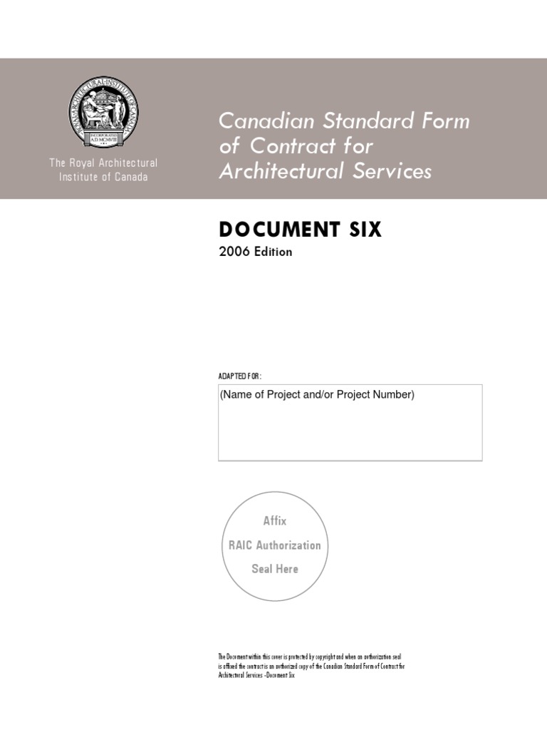 Canadian Standard Form of Contract For Architectural Services | PDF ...