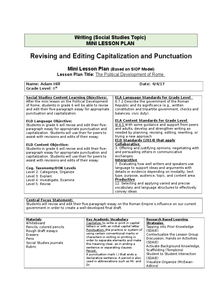 Writing Lesson Plan | PDF | Educational Assessment | Reading Comprehension