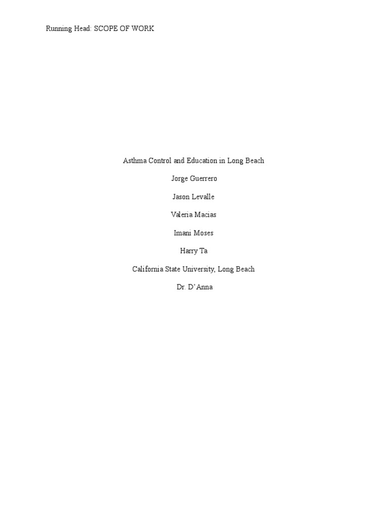 HSC 402 Scope of Work | PDF | Self Report Study | Business