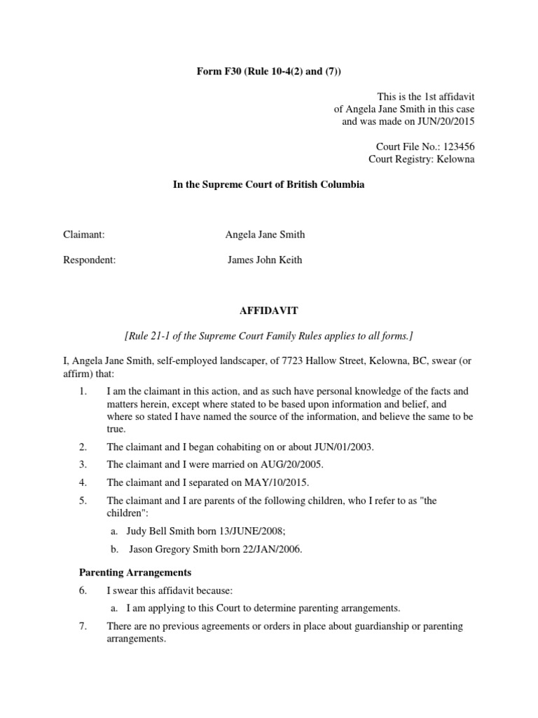 Sample Affidavit Child Support Government Free 30 day Trial Scribd