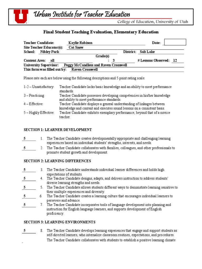 Classroom Management Evaluation Summary | PDF | Teachers | Learning
