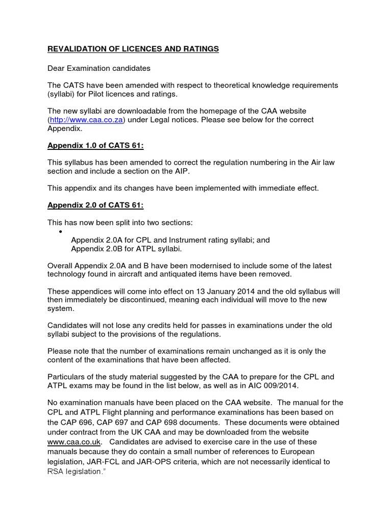 CPL and ATPL Theoretical Knowledge Examinations Study Material ...