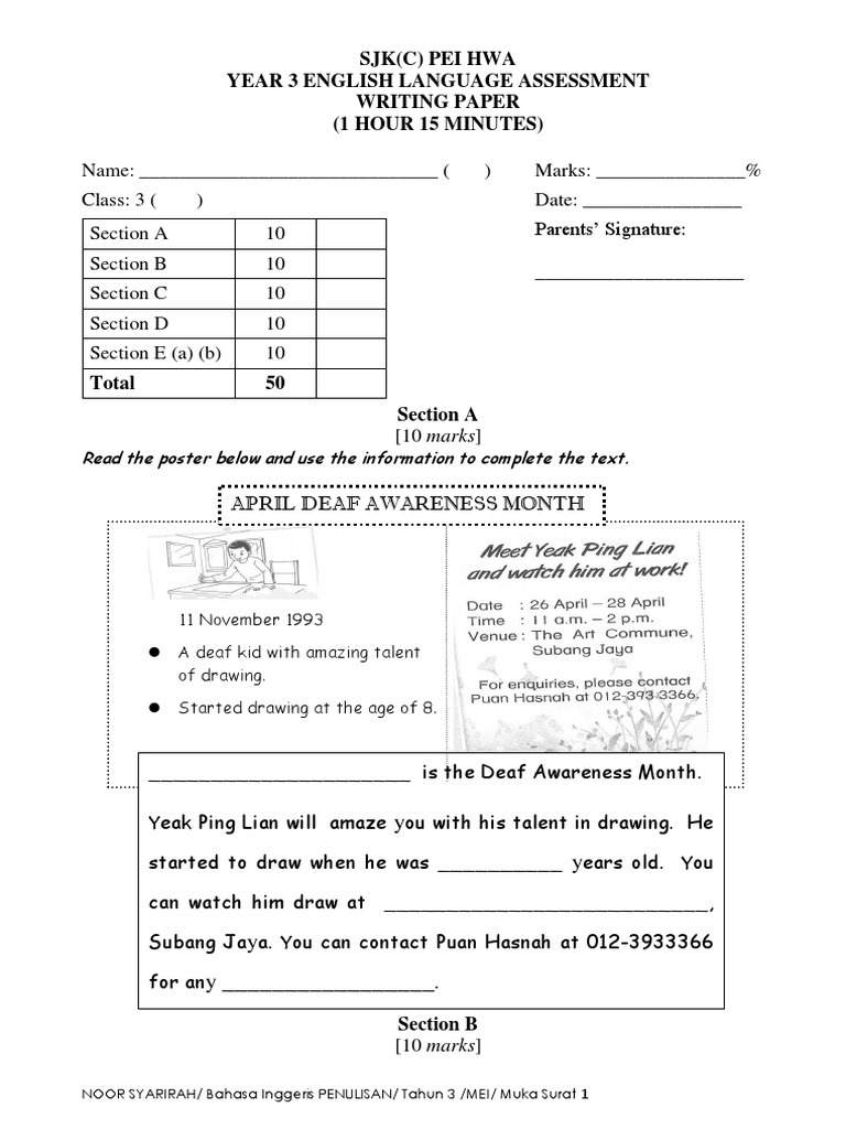 Y3 English P2 | PDF | Cognitive Science | Grammar
