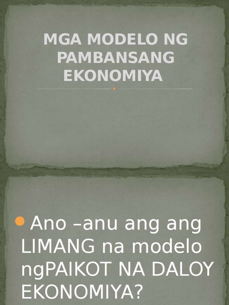 Mga Modelo NG Pambansang Ekonomiya-Ekonomiks-3rd Quarter | PDF