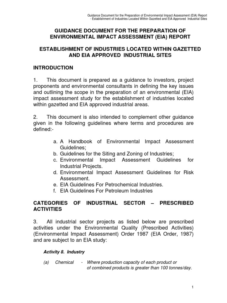 DOE - Guidelines For EIA Report PDF | PDF | Environmental Impact ...