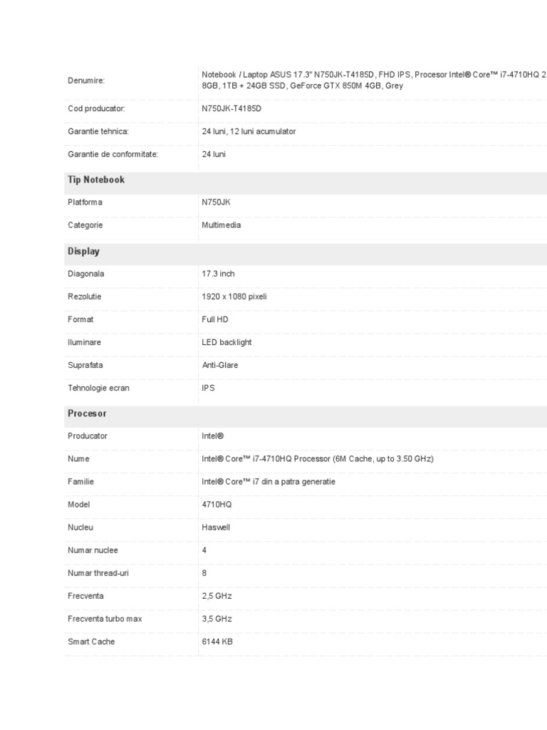 Asus n750jk | PDF | Laptop | Solid State Drive