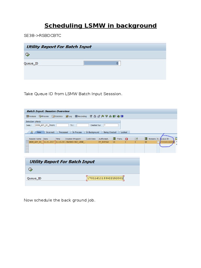 Scheduling LSMW in Background | PDF