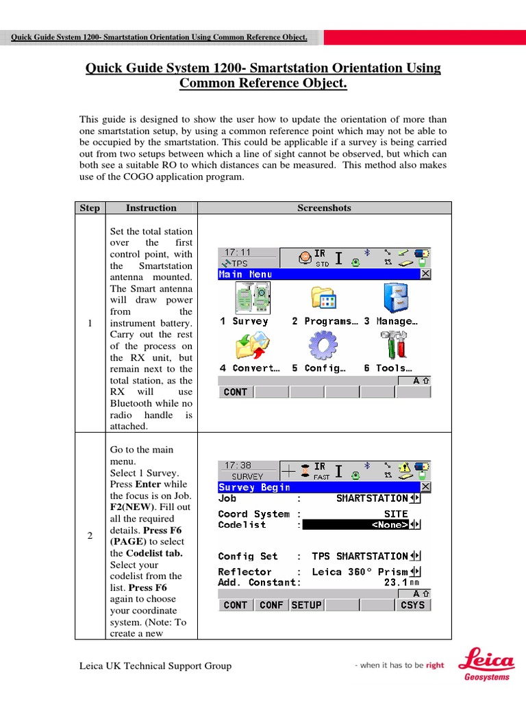 Smartstation Orientation Guide | PDF | Surveying | Computing