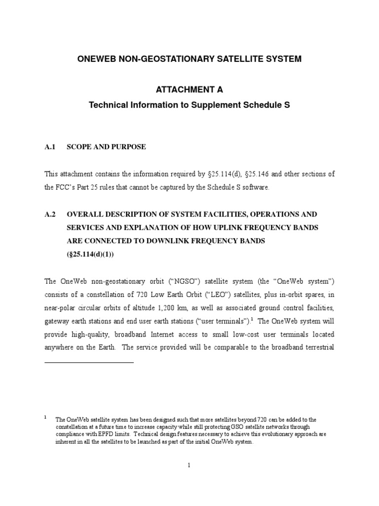 OneWeb Non-Geostationary Satellite System: Technical Details of Orbital ...