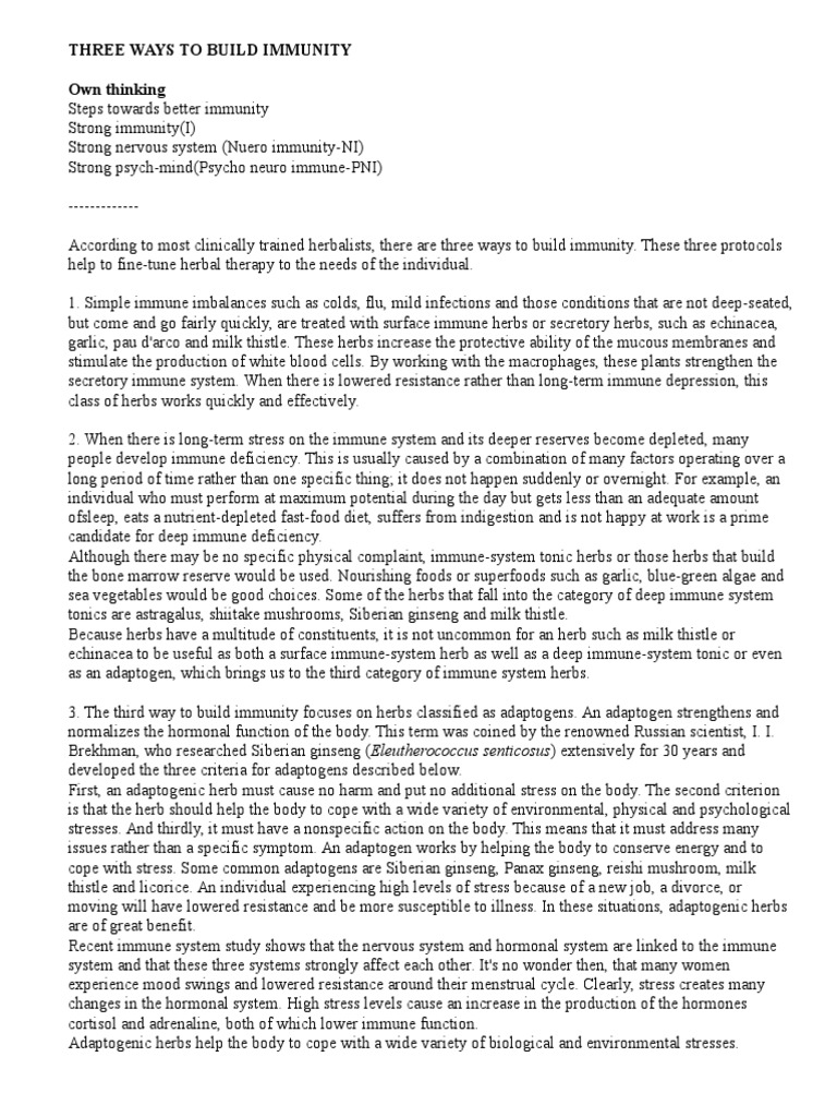 Three Ways To Build Immunity | PDF