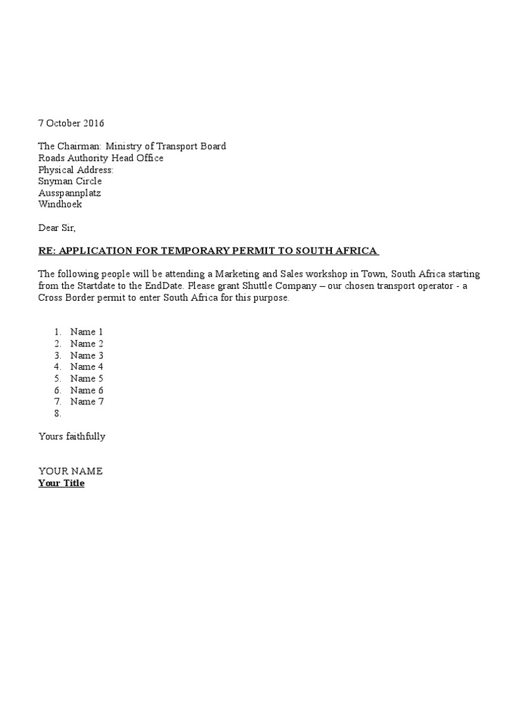 Temp Permit Application Template | PDF