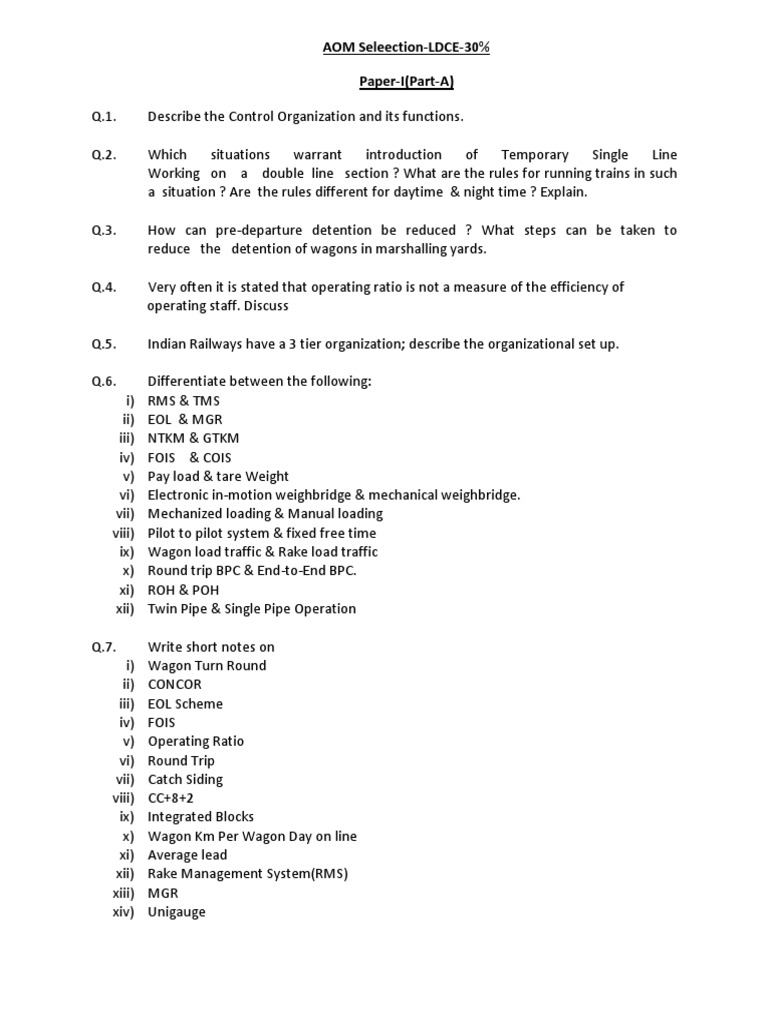 Model Question For AOM 30 | PDF | Train | Traffic Collision