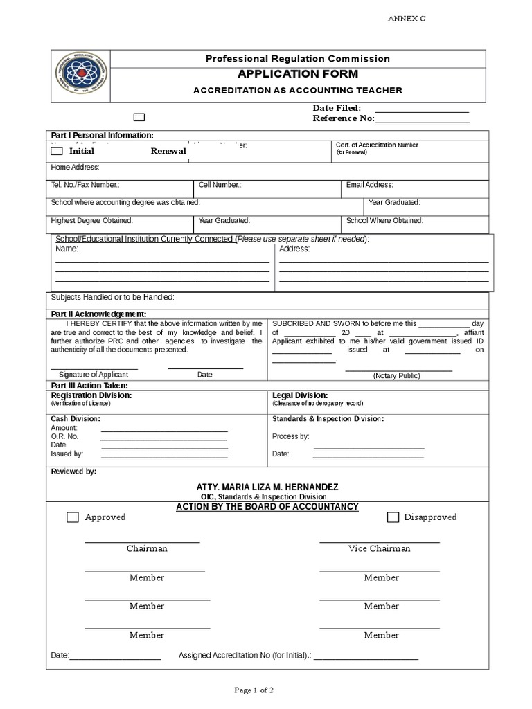 Annex c Boa Application Accounting Teacher 1 | Notary Public ...