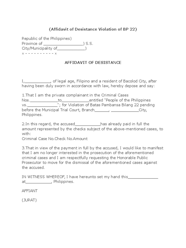 Affidavit of Desistance | PDF