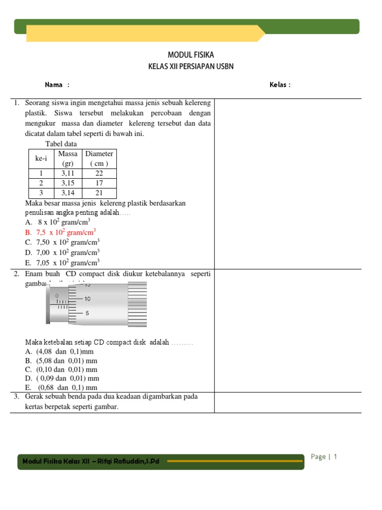 Modul Fisika Persiapan Usbn | PDF