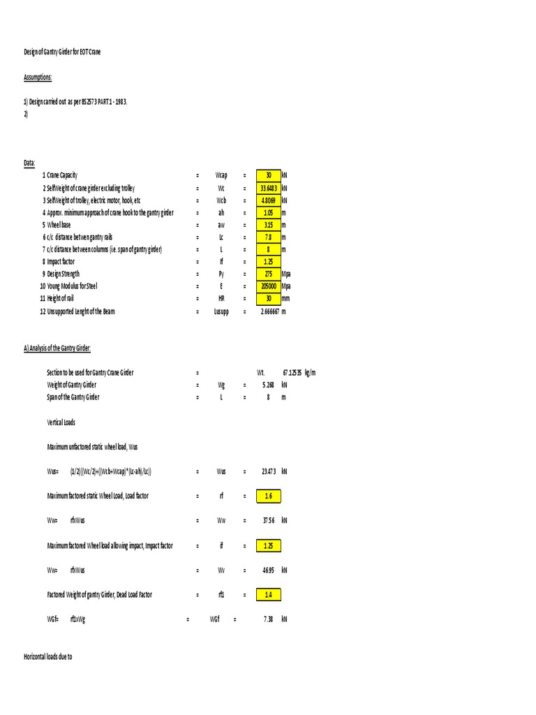 Gantry Crane Beam Design3MT | PDF | Bending | Beam (Structure)