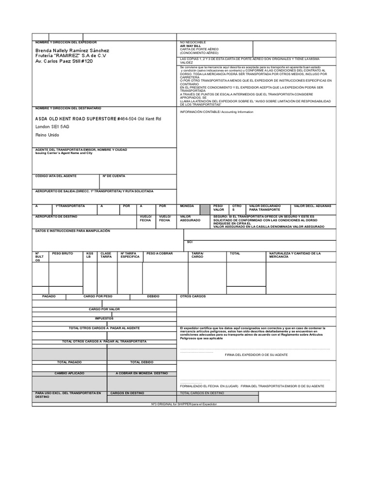 MODELO_DE_AIR_WAYBILL_AWB_O_CONOCIMIENTO.doc | Business | Transporte