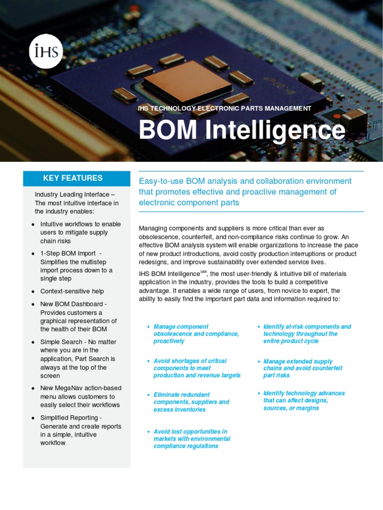BOM Intelligence Service Datasheet 2016 | PDF | Product Lifecycle ...