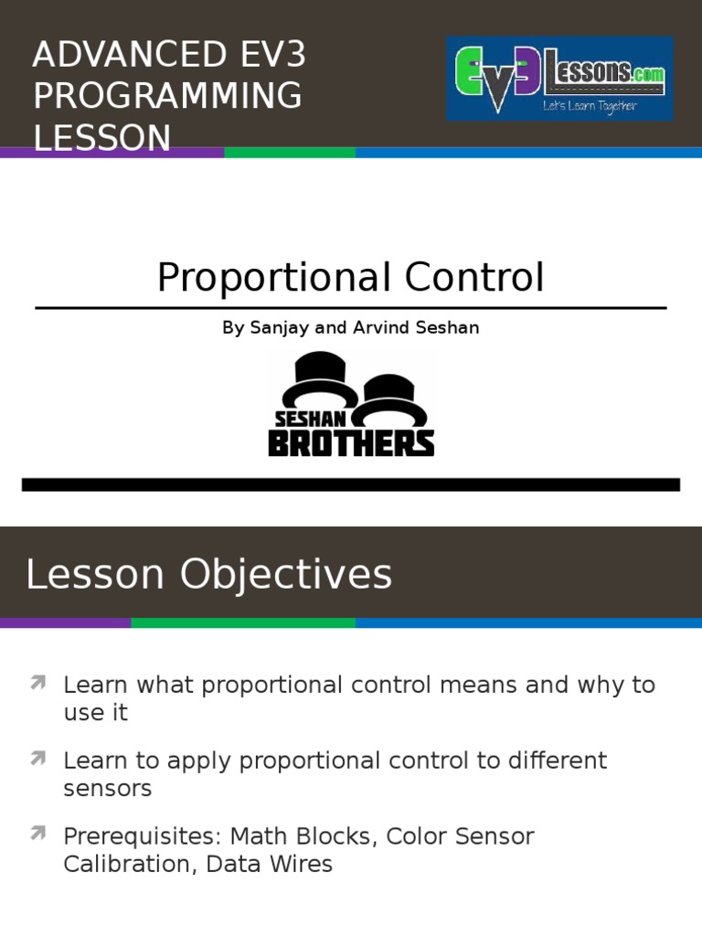 Advanced Ev3 Programming Lesson: Proportional Control | PDF | Robot ...