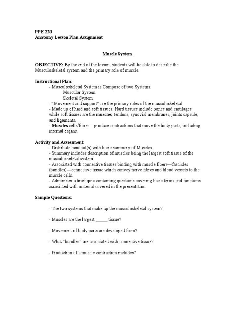 Ana Lesson Ppe235 Tah | PDF | Human Musculoskeletal System | Soft Tissue