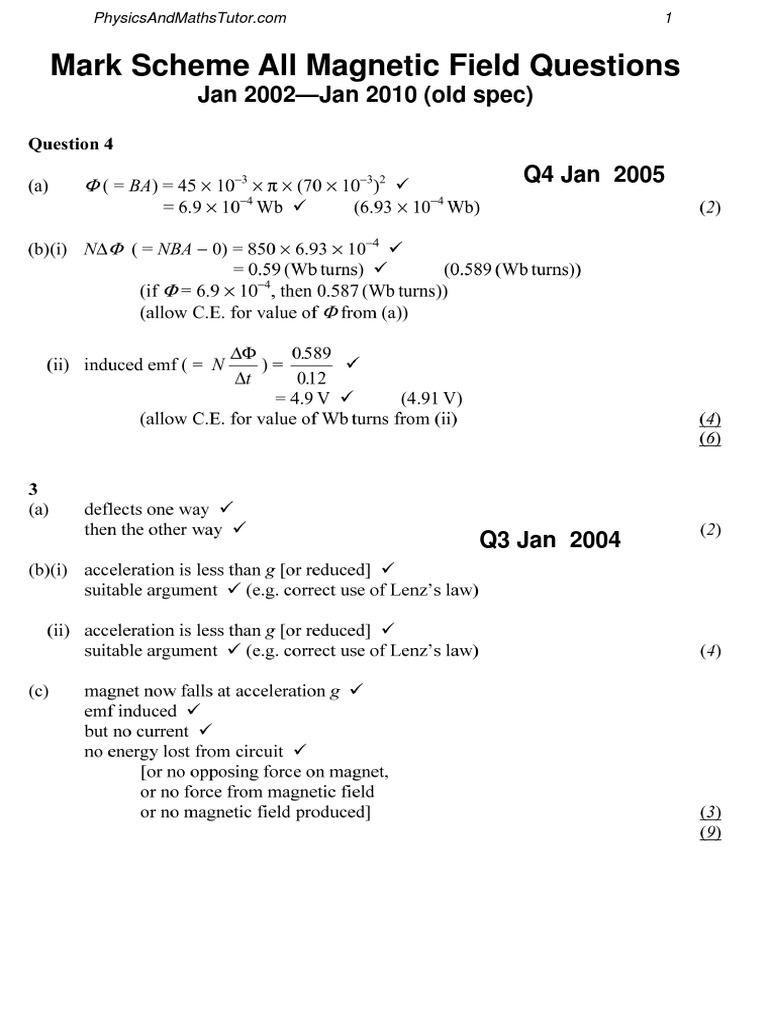 Magnetic Field Exam Questions Archive | PDF | Teaching Methods & Materials