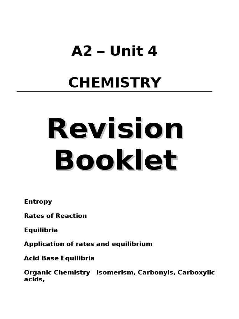 Revision Booklet Unit 4 Chemistry Edexcel | PDF | Chemical Equilibrium ...