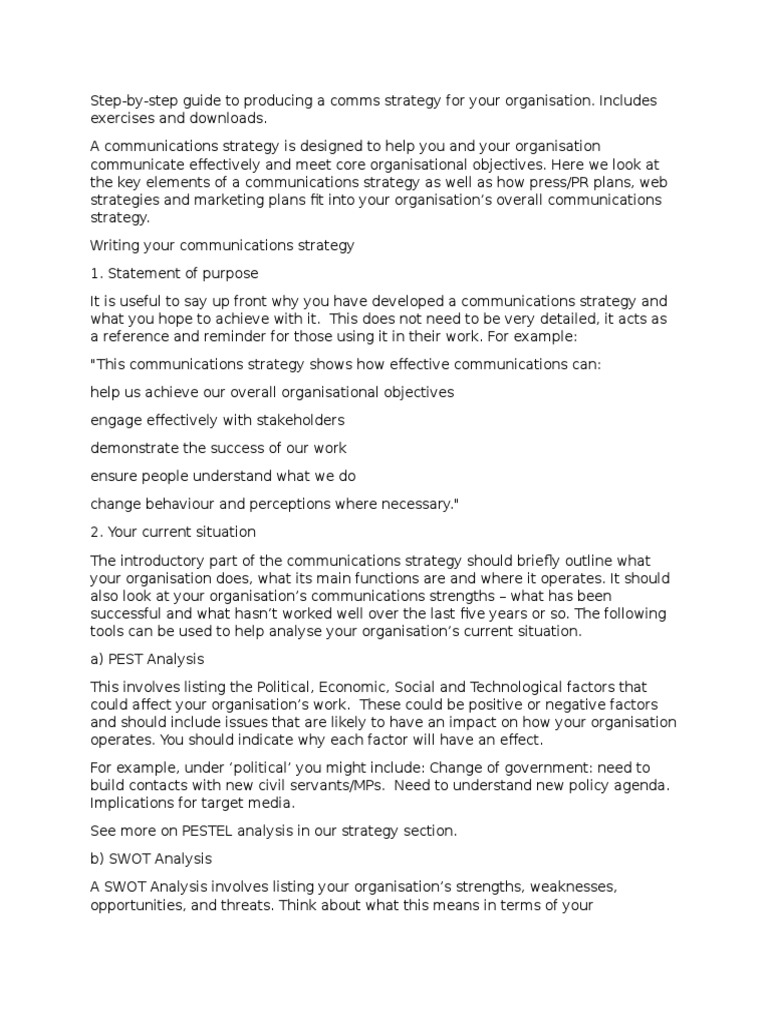 Developing A Business Communication Strategy | PDF | Swot Analysis ...