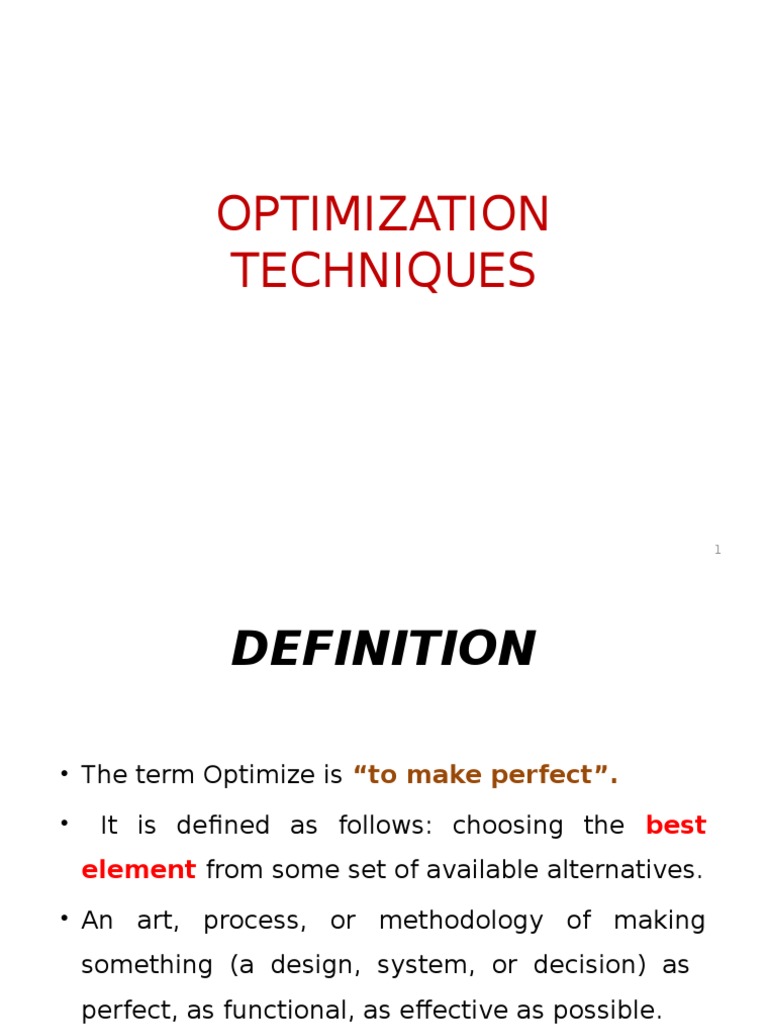 Optimization Techniques | PDF | Mathematical Optimization ...