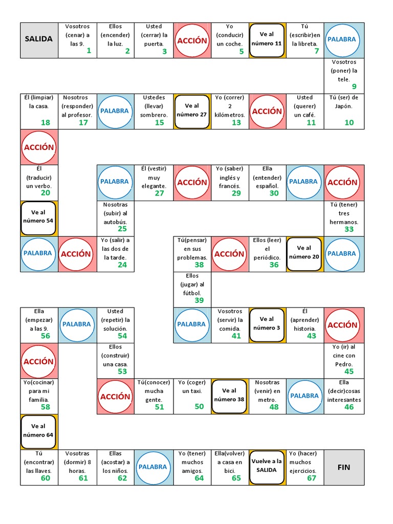 Juego Repaso Presentes y Vocabulario PDF | PDF | Ocio