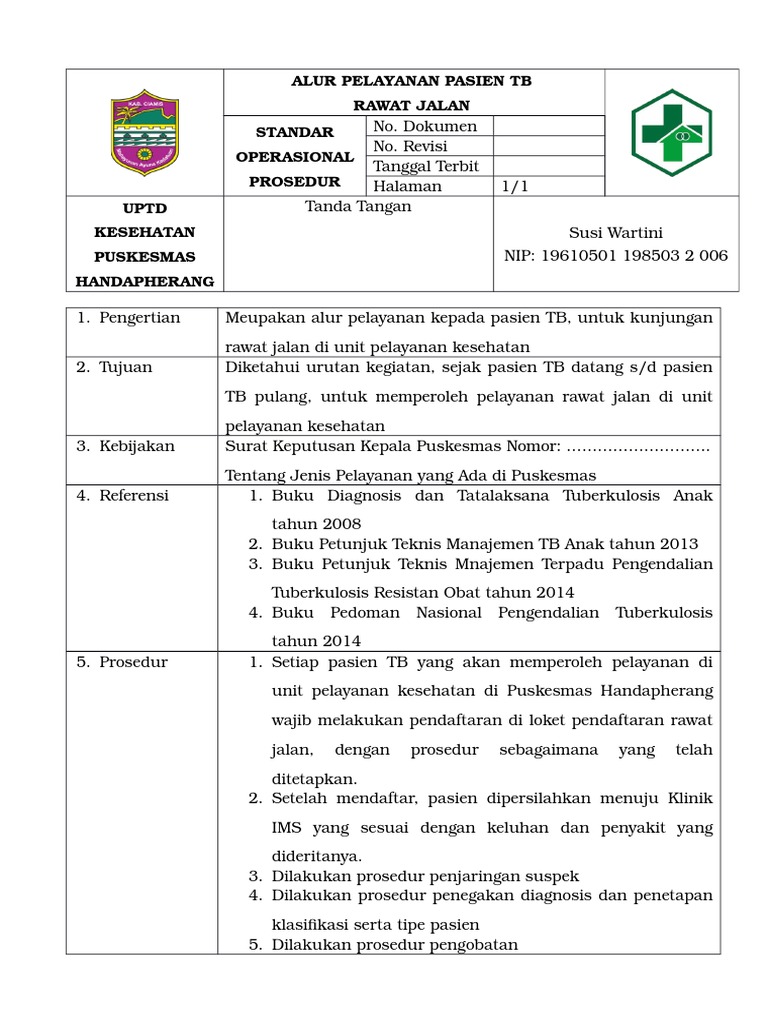 Sop Alur Pelayanan Pasien Tb Rawat Jalan