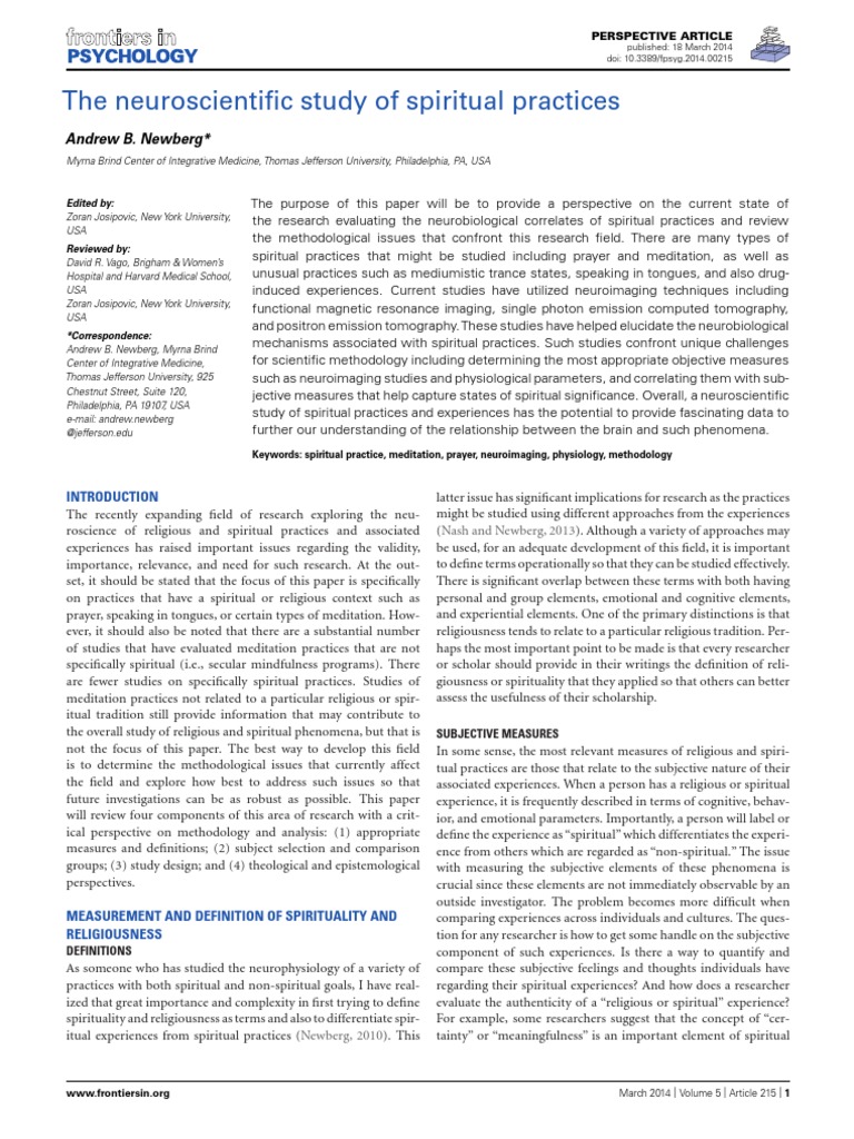 The Neuroscientific Study of Spiritual Practices - Andrew B. Newberg ...