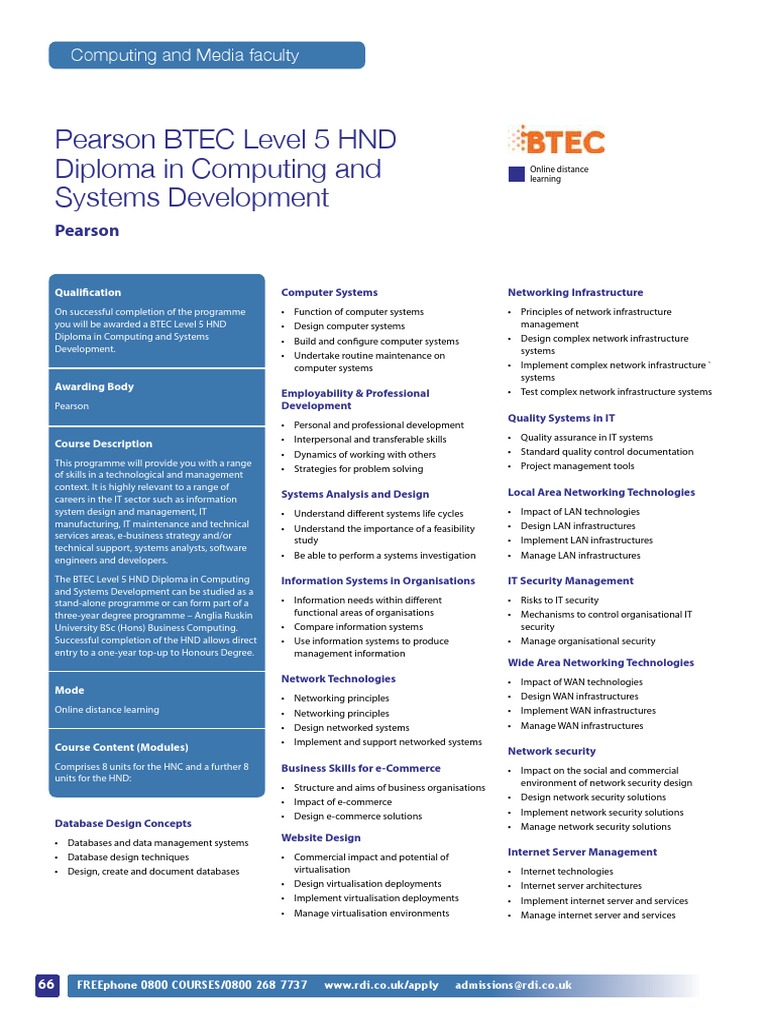 Computing and Media Faculty HND in Computing and Systems Development ...