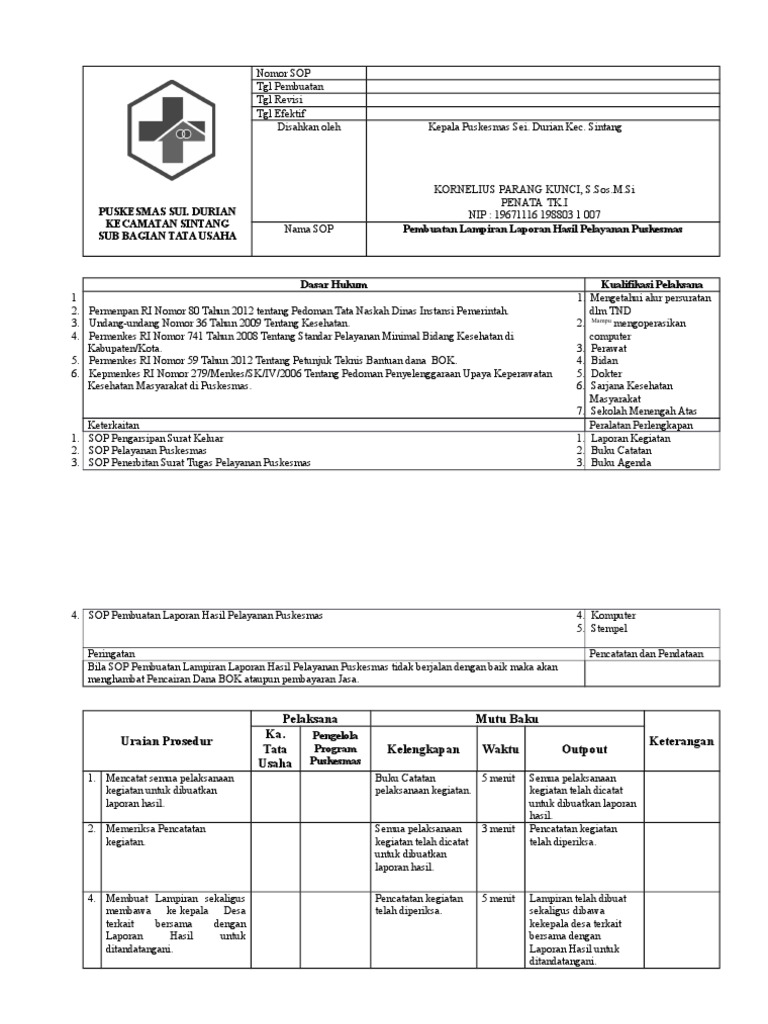 SOP TU Puskesmas | PDF